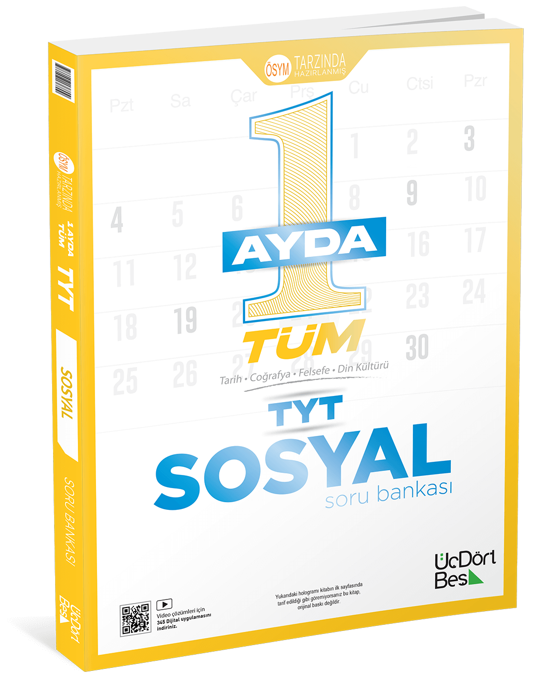 1 Ayda Tüm TYT Sosyal Soru Bankası | Üç Dört Beş Yayınları